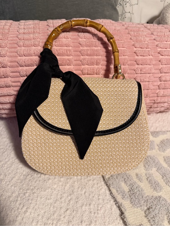 a new day | Bags | A New Day Cream Straw Mini Tophandle Bag With Bamboo ...